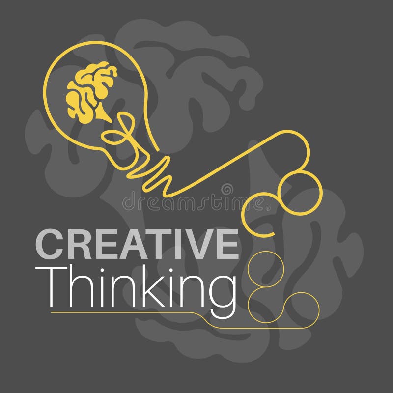 Creative Thinking Concept with Light Bulb and Brain on a Grey ...