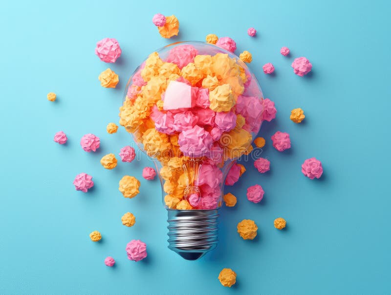 Creative Thinking Concept. the Light Bulb is Made from Multi-colored ...