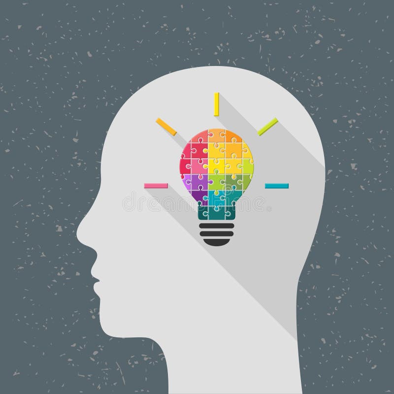 Creative Thinking Concept with Lightbulb and Head Stock Vector ...