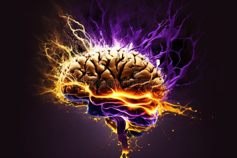 Creative Thinking in Form of Abstract Brain with Flashes of Thought in ...