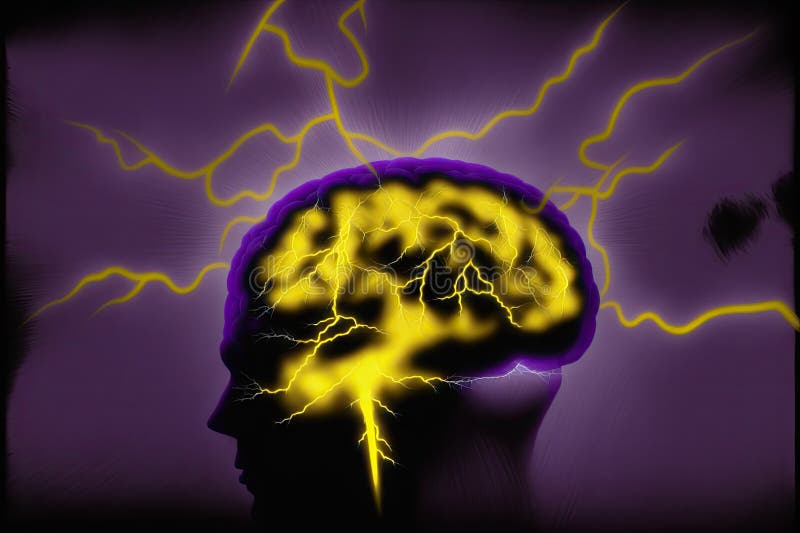 Creative Thinking in Form of Abstract Brain with Flashes of Thought in ...