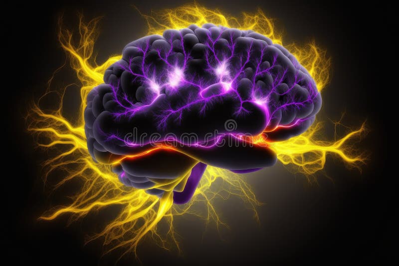 Creative Thinking in Form of Abstract Brain with Flashes of Thought in ...