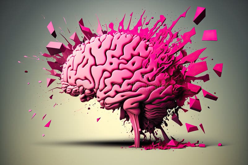 Creative Thinking in Form of Pink Rush on Art of Brain Background Stock ...