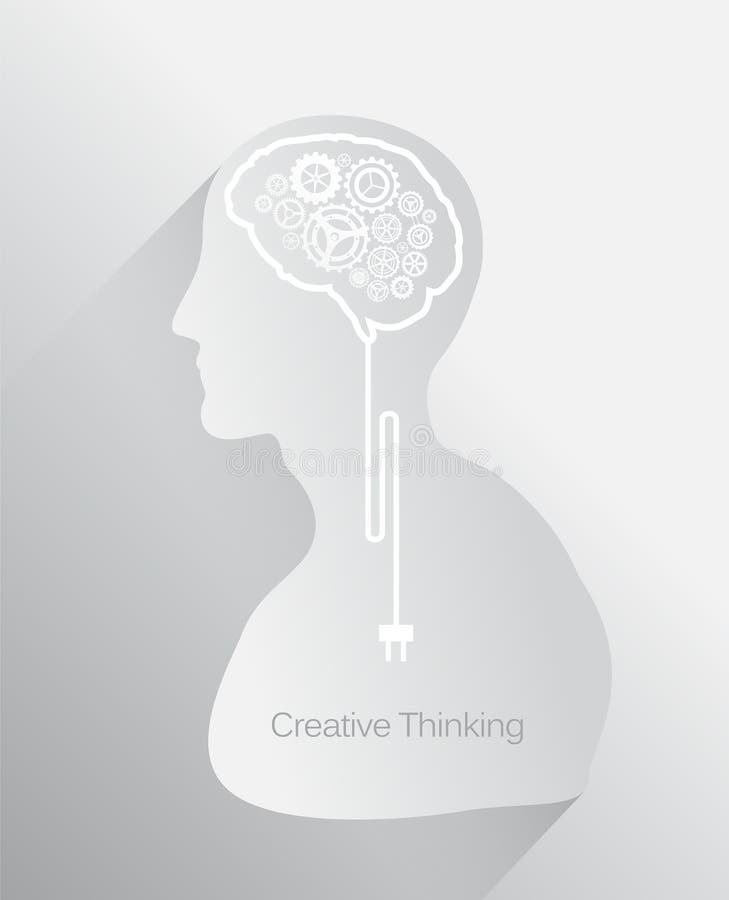 Creative Thinking with Head and Gear Brain Stock Vector - Illustration ...