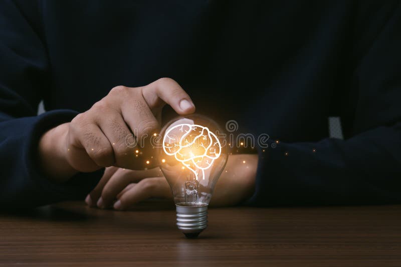 Creative Thinking Idea for Technology Concept.Hand of Man Touching ...