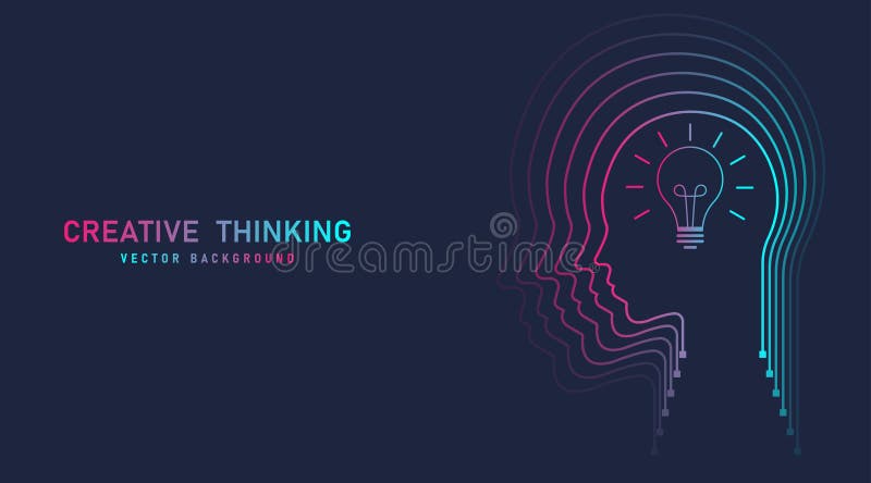 Creative Thinking Ideas Brain Innovation Concept. Bright Idea and Bulb ...