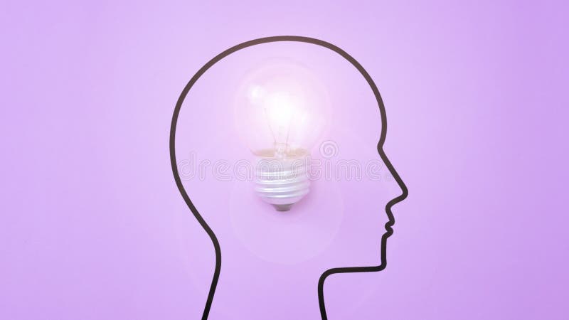 Creative Thinking Ideas Brain Innovation Concept. Light Bulb on Pink ...