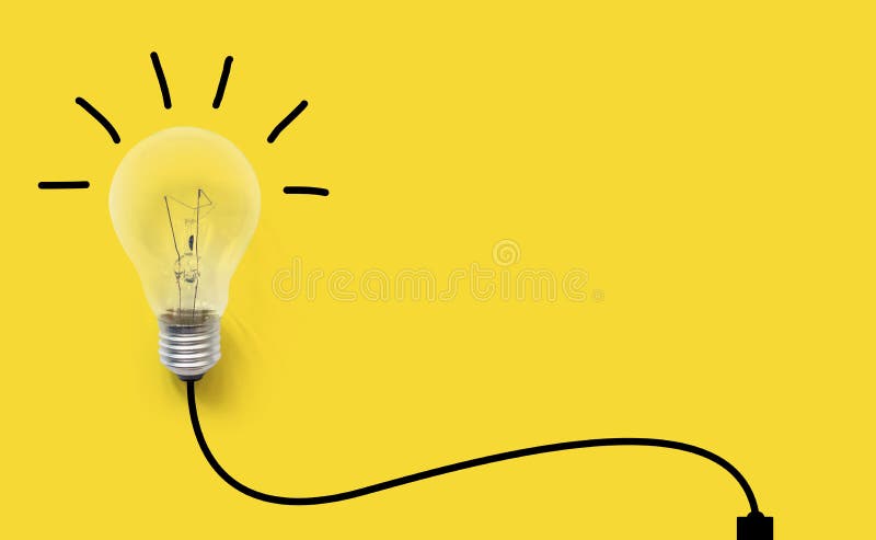 Creative Thinking Ideas Brain Innovation Concept. Light Bulb on Yellow ...