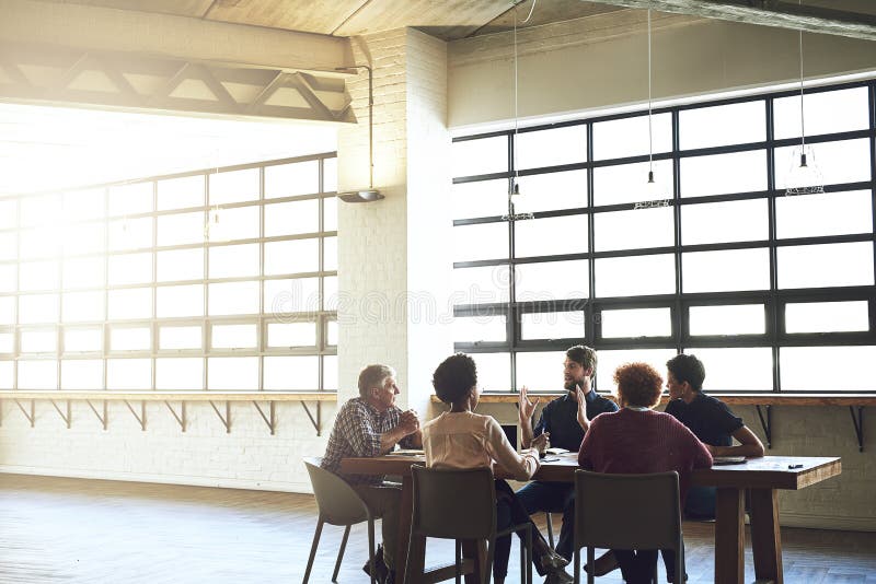 Creative Thinking Inspires Ideas. a Group of Colleagues Having an ...