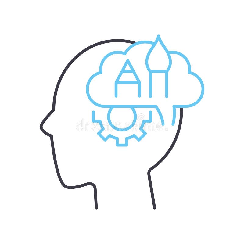 Creative Thinking Line Icon, Outline Symbol, Vector Illustration ...