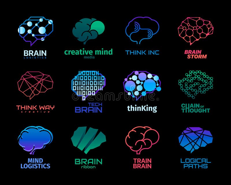 Creative Thinking Logo. Abstract Human Brain with Neurons and Memory ...