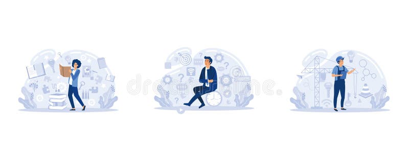 Creative Thinking. People with Different Mental Mindset Types or Model ...