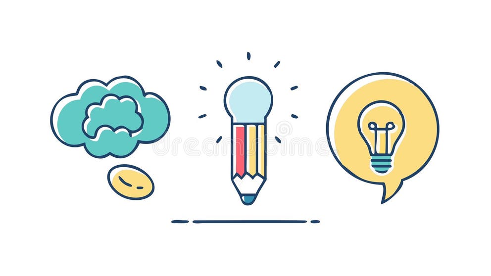 Creative Thinking Process. Brainstorm, Design, Innovation, Vector Design Generative AI Stock ...