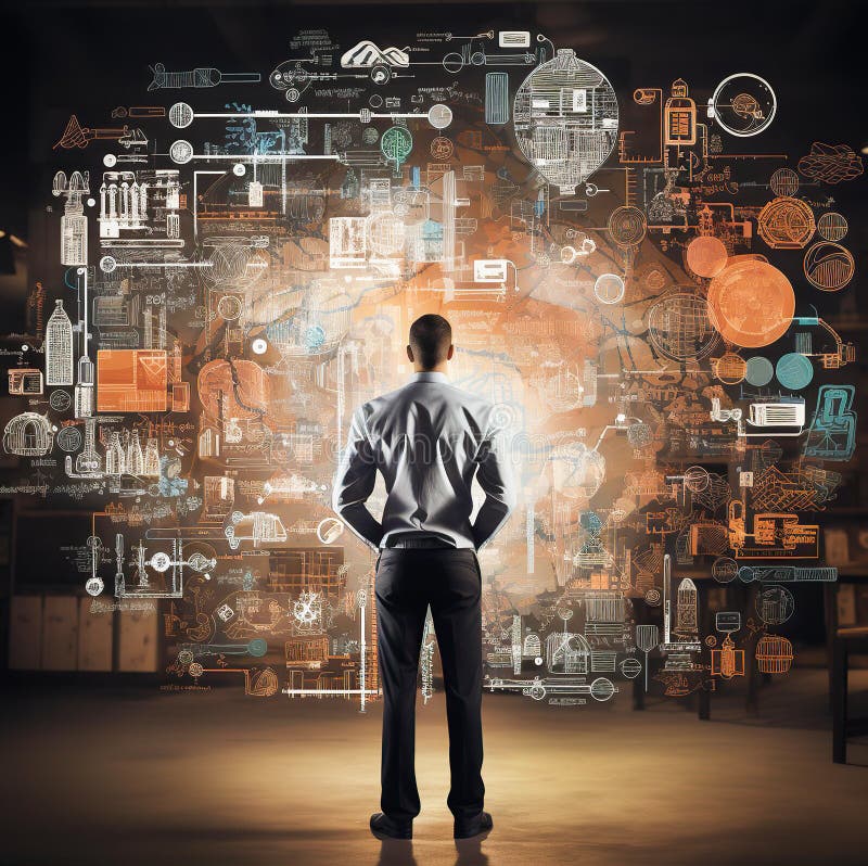 Creative and Thinking Process in Businessman. Mind Ability Stock ...