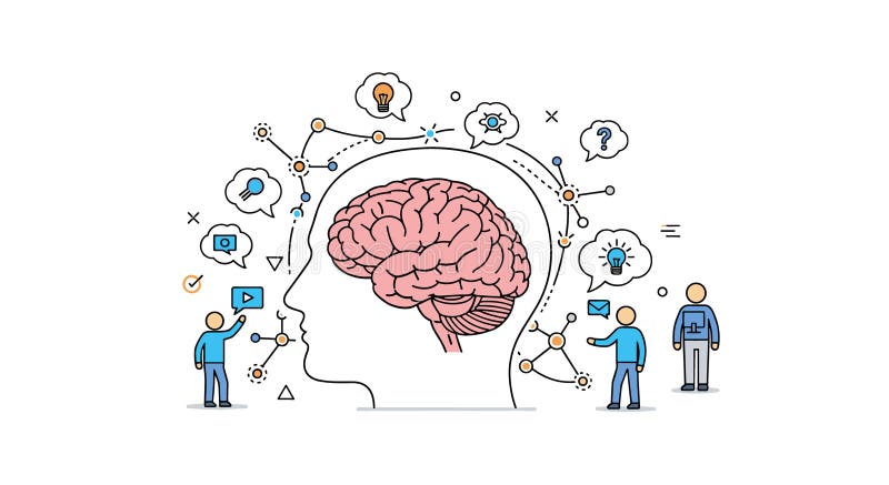 Creative Thinking Process with Ideas Brainstorming for Teamwork Flat ...