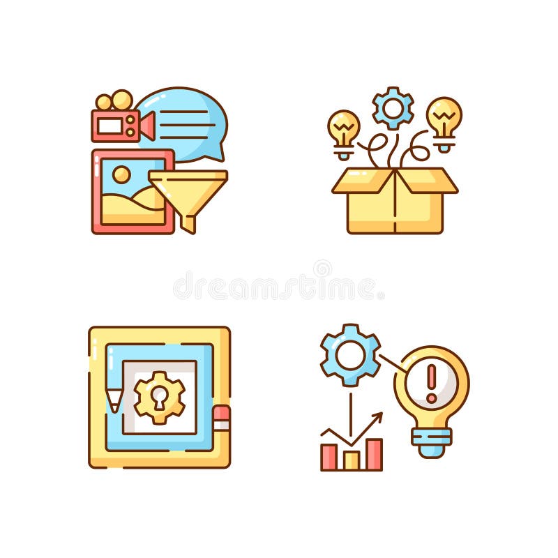 Creative Thinking RGB Color Icons Set Stock Vector - Illustration of ...