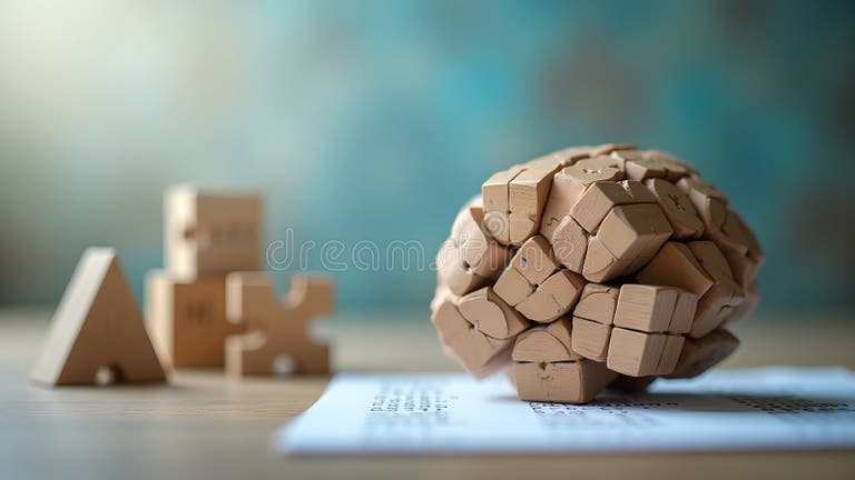 Creative Thinking Wooden Brain Puzzle and Toy Blocks Concept for ...