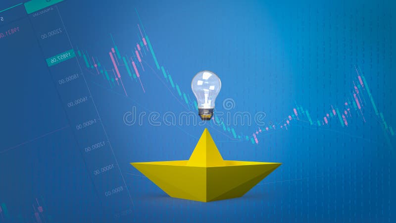 The Creative Thinking, Yellow Boat and Light Bulb for Idea Concept 3d ...