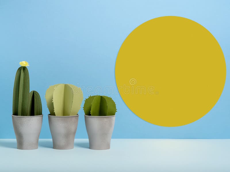Creative Three-dimensional Paper Cactuses for Creative Design. Stock ...
