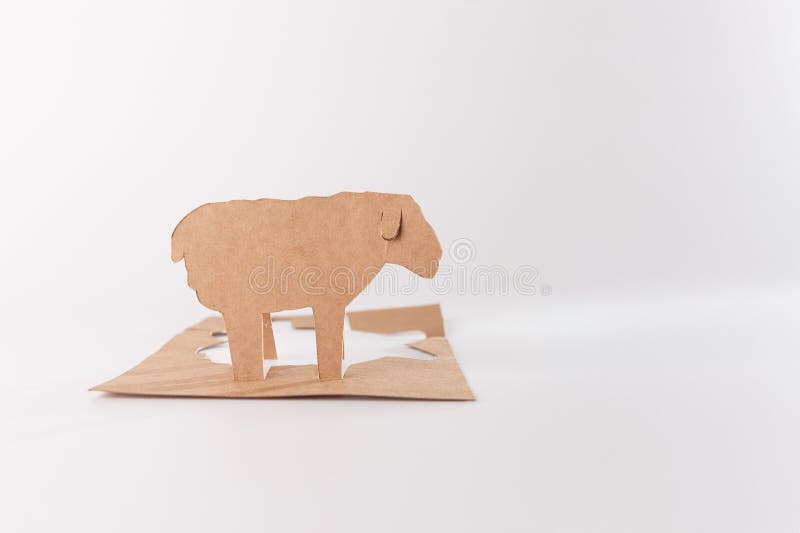 Creative Three Dimensional Sheep Craft from Cardboard. Folded Carton ...