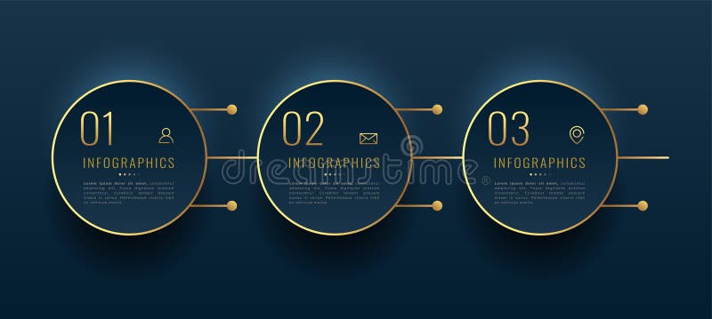 Creative Three Step Golden Flowchart Banner for Web Marketing Stock ...