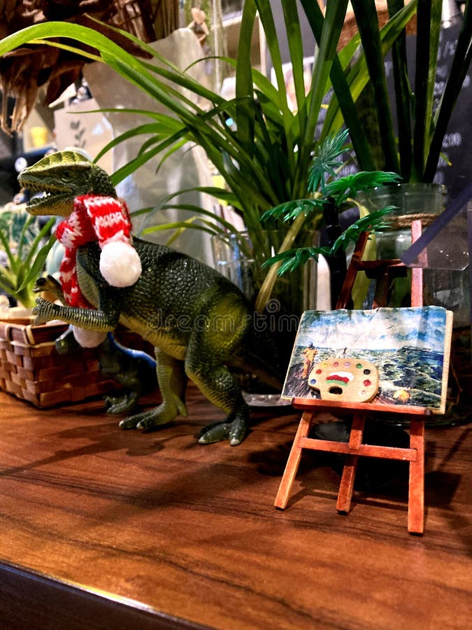 Creative Time: Child Drawing with Dinosaur Companion Stock Image ...