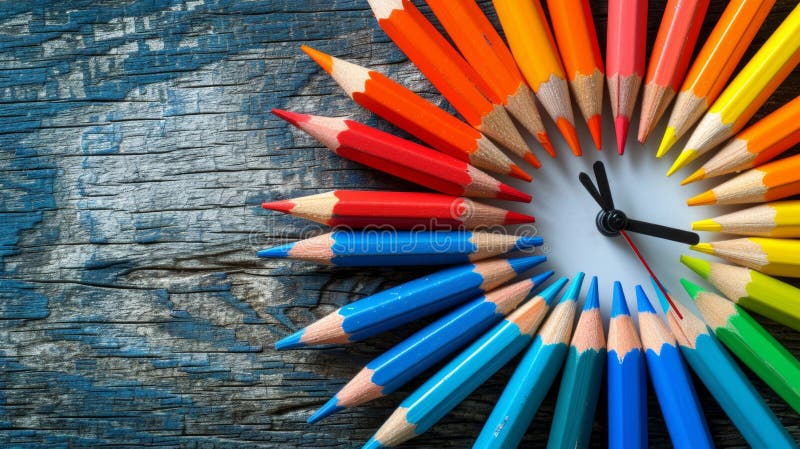Creative Time Concept with Pencil Clock Stock Image - Image of teaching ...