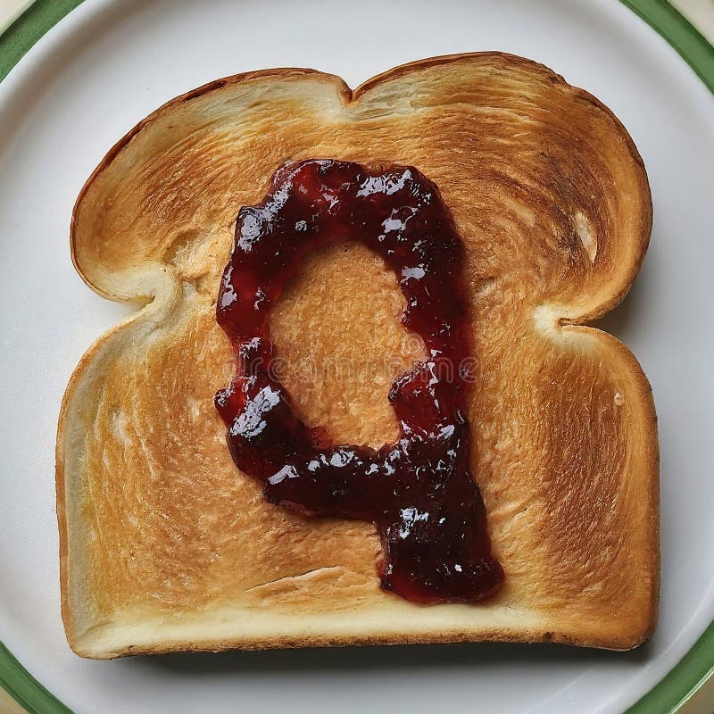 Creative Toast Featuring a Jammed Letter Q Design on a Plate Stock ...
