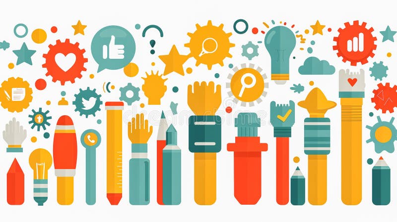 Creative Tools and Icons for Innovation and Design Stock Illustration ...