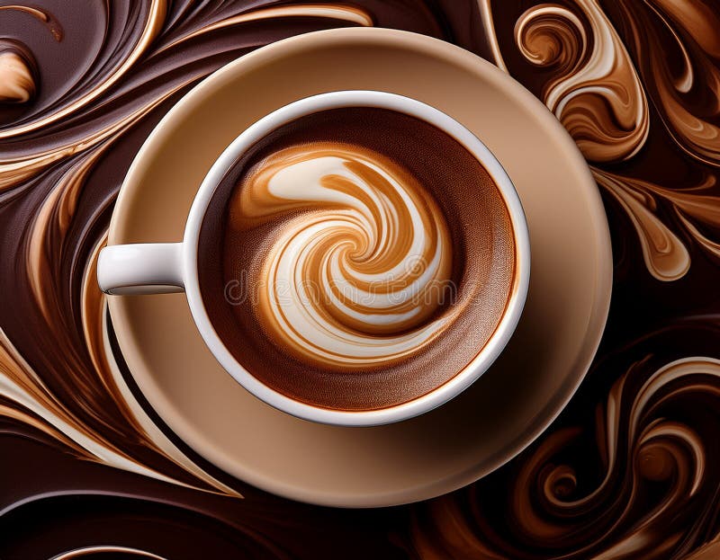 A Creative Top-down Photo of Swirling Coffee Foam Showcasing Delicate ...