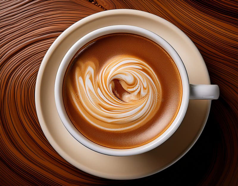 A Creative Top-down Photo of Swirling Coffee Foam Showcasing Delicate ...