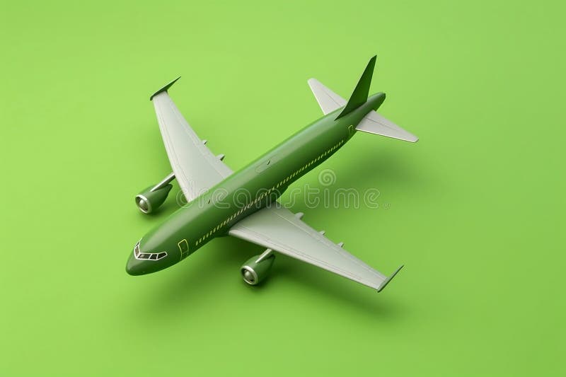 Creative Top-View Airplane on Green Background.Generative AI Stock ...