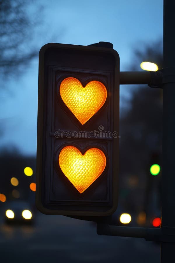 Creative Traffic Light with Heart Shaped Signals Stock Image - Image of ...