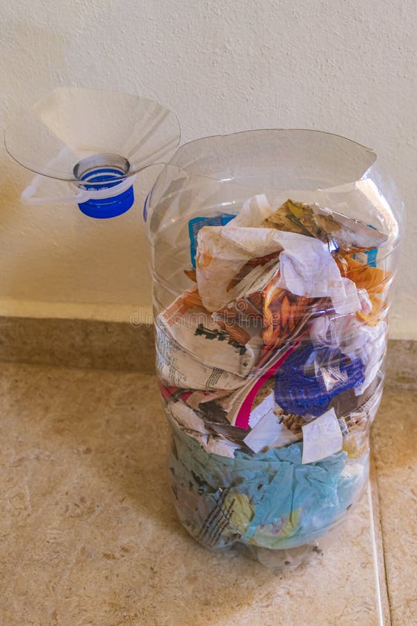 Creative Trash Can Craft from Big Plastic Bottle in Mexico Stock Photo ...