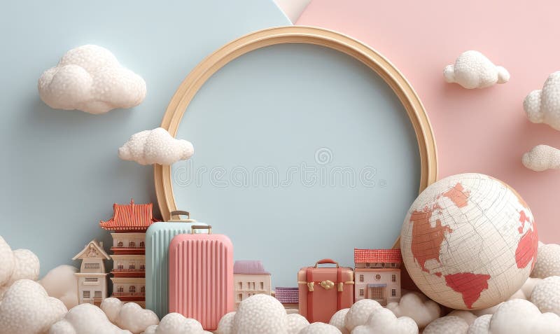 Creative Travel Display Featuring Miniature Landmarks and Globe in ...