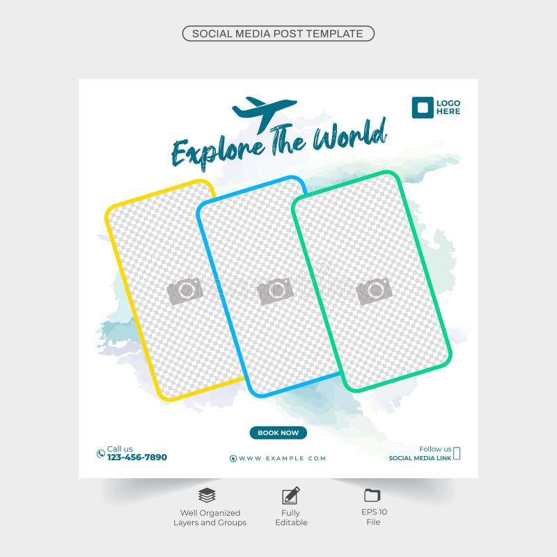 Creative Travel Social Media Post Design, Holiday Vacation Square Post ...