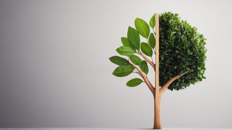 A Creative Tree Design Split between Realistic Leaves and Artificial ...