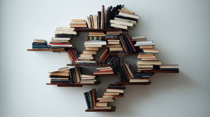 Creative Tree-shaped Bookshelf Displaying Eclectic Collection of Books ...
