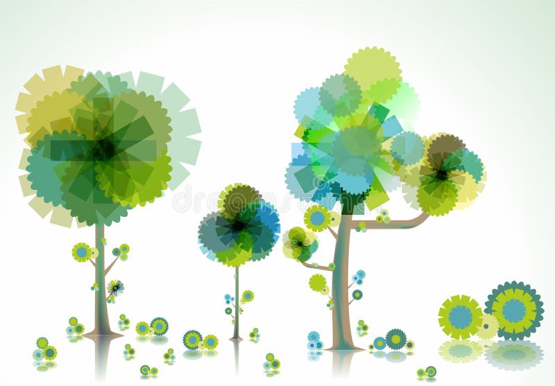 Creative trees and brush stock illustration. Illustration of decor ...