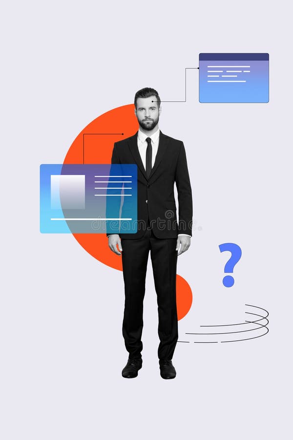 Creative Trend Collage of Businessman Question Mark Analysis ...