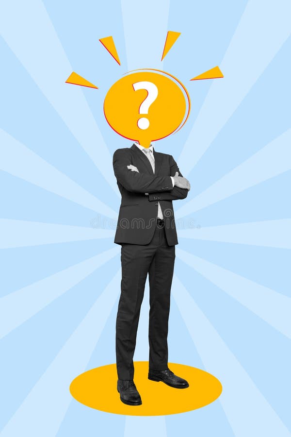 Businessman with Question Mark on Head, on Concrete Wall Background ...