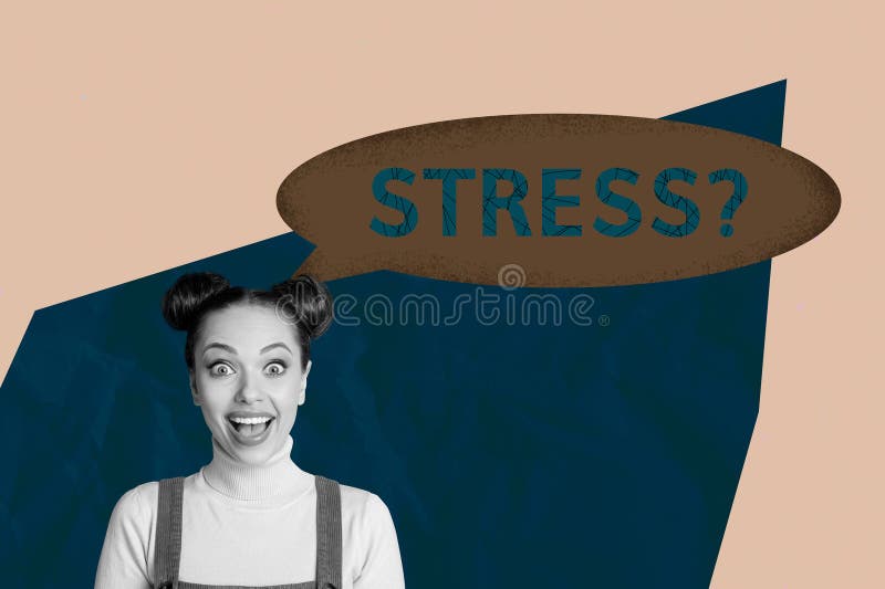 Creative Trend Collage of Person Saying Stress in Speech Bubble on Pink ...