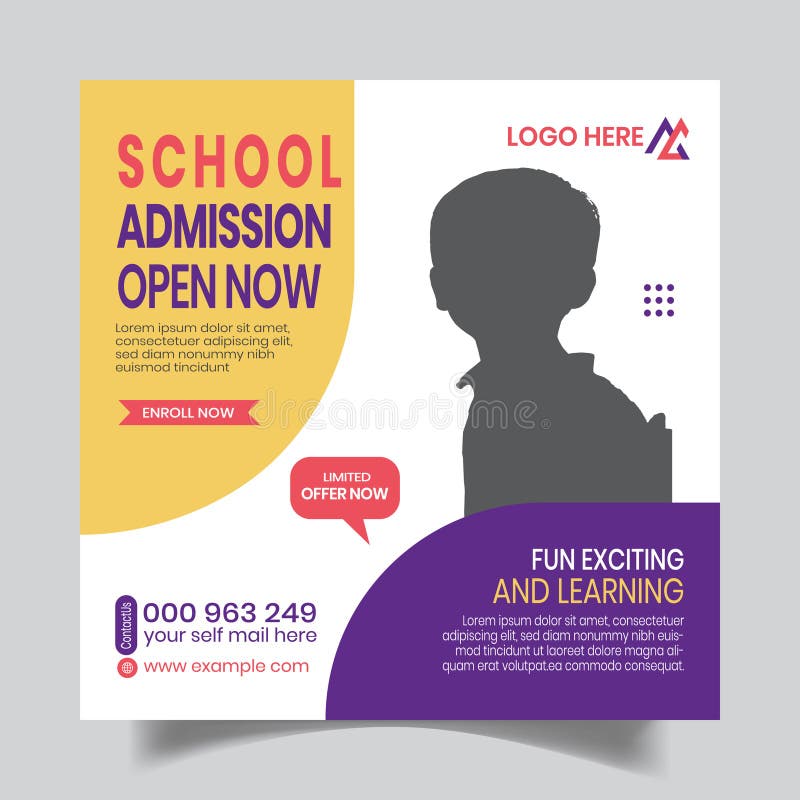 Creative Trending Kids School Social Media Post Templates Stock Vector ...