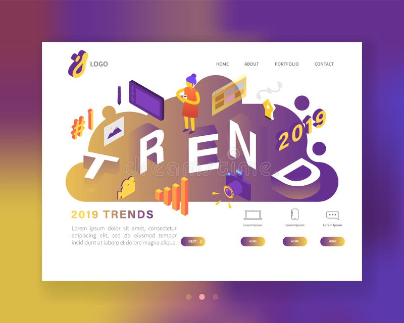 Creative Trends 2019 Year Landing Page Template. Website Layout Design ...