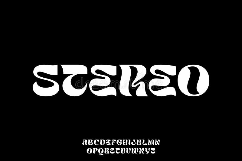 Creative Trendy Psychedelic Alphabet Display Font Vector. Wavy Stereo ...