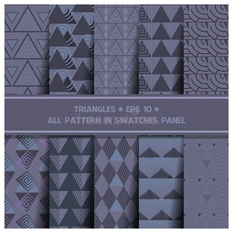 Creative Triangle Shape Style Seamless Pattern Set Stock Vector ...
