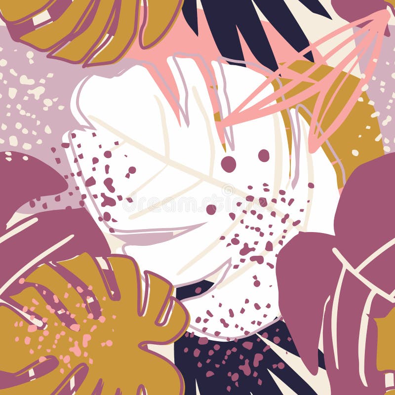 Creative Tropical Textures. Contemporary Exotic Floral Seamless Pattern ...