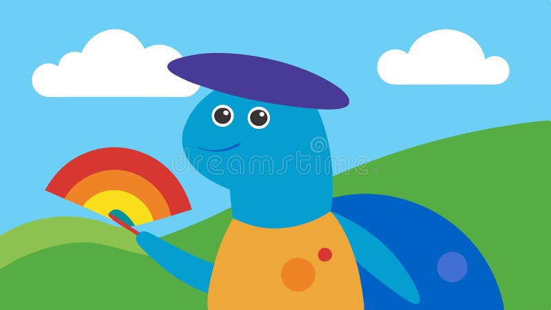 Creative Turtle at Work a Whimsical Turtle Dons a Blue Beret Tilted ...