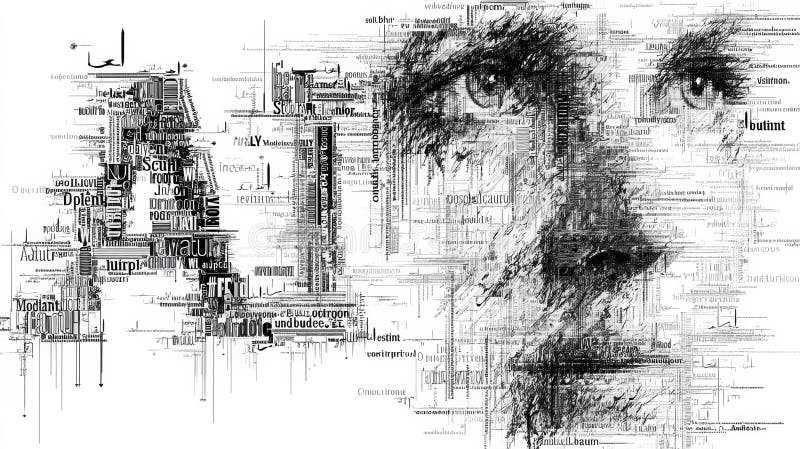 Creative Typographic Composition of the Word AI Forming a Human Face ...