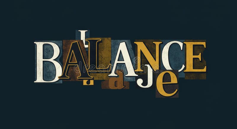Creative Typography Art of the Word Balance in Mixed Styles Stock Image ...